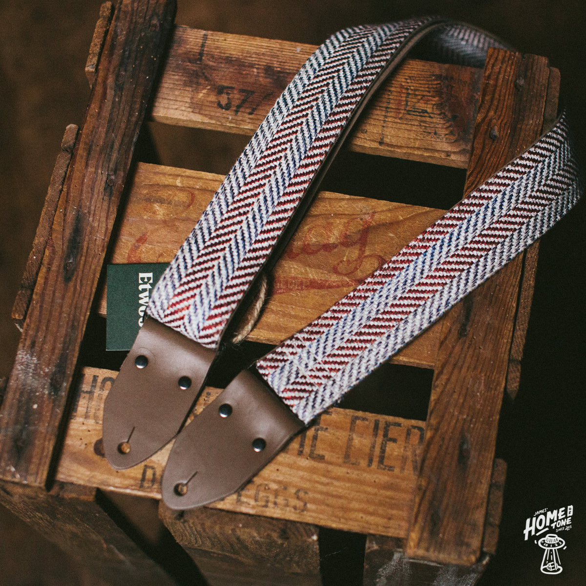 Etwood Handmade UK Guitar Straps - 'Riptide' Taupe – James' Home of Tone