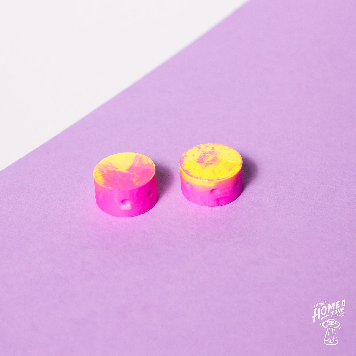 Knob Head custom - Fluro yellow/pink speed dimple control knob duo ...